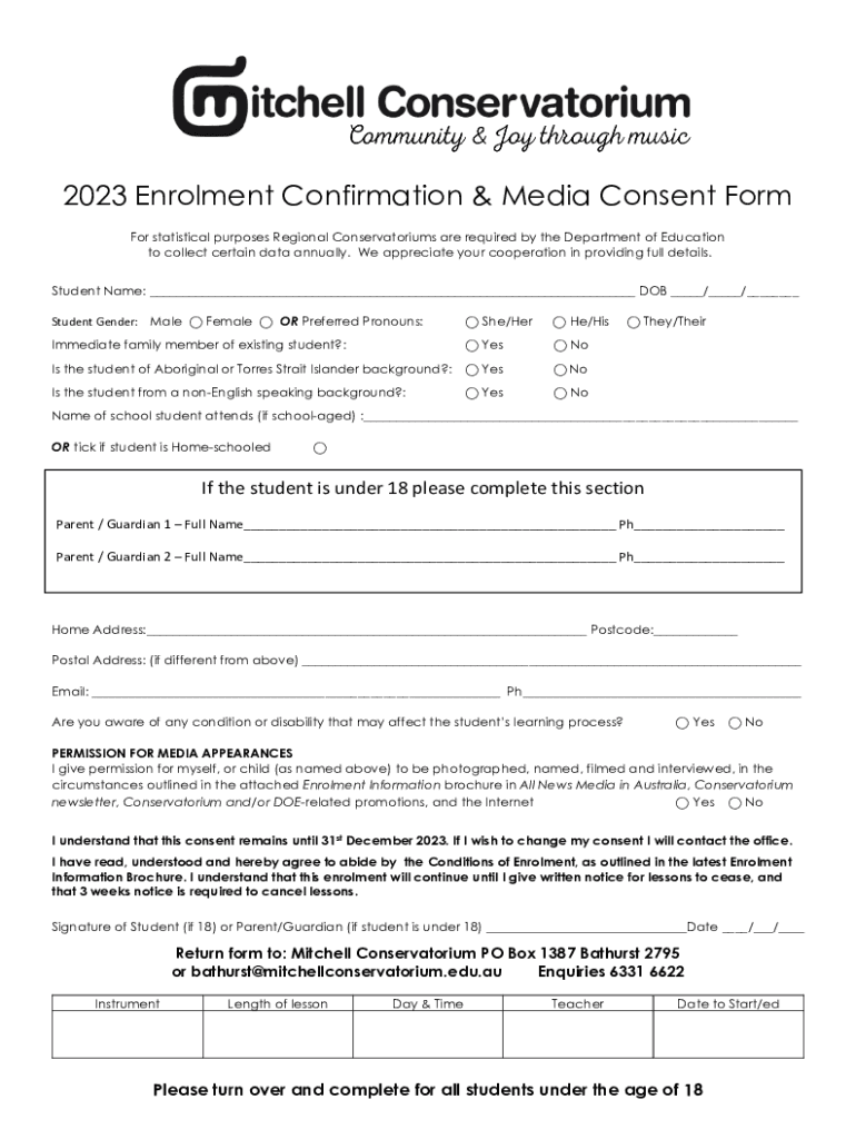 Fillable Online mitchellconservatorium edu How to get an Enrolment Verification letter - The ...