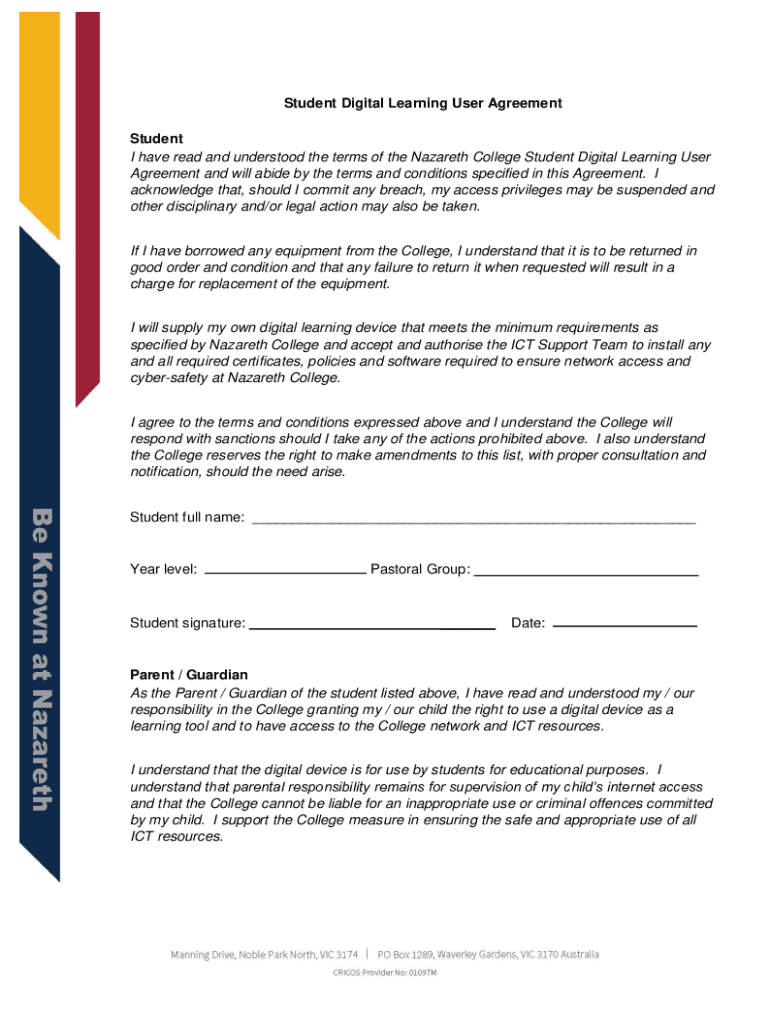 Fillable Online SERVICE-LEARNING AGREEMENT FORM Fax Email Print - pdfFiller