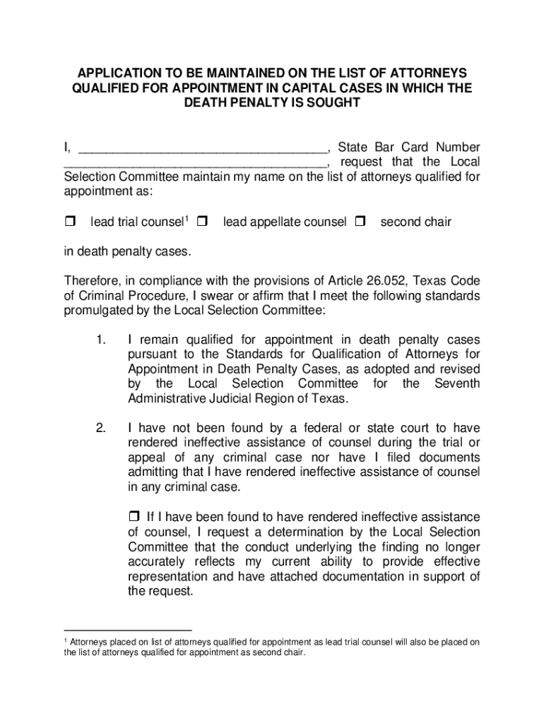 Fillable Online application to be included on the list of attorneys qualified ... Fax Email ...