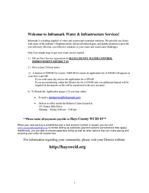 Fillable Online Inframark Water & Infrastructure Services! Fax Email ...