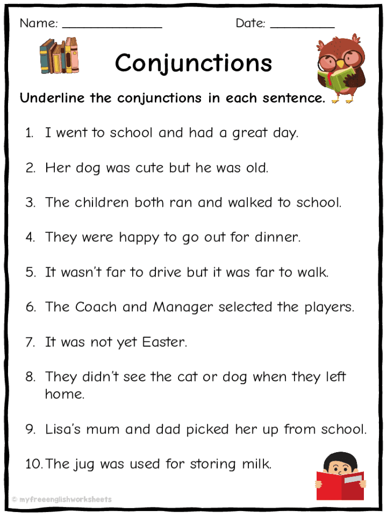 Fillable Online Underline the conjunctions in each sentence Fax Email ...