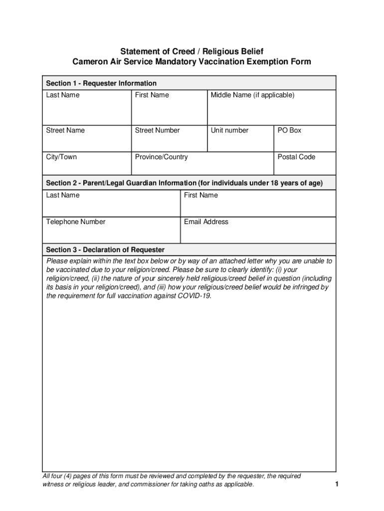 Fillable Online Religion-Creed Request For Exemption Fillable v8.pdf ...