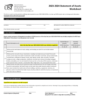 Fillable Online 2023-2024 Statement of Assets Worksheet Fax Email Print ...