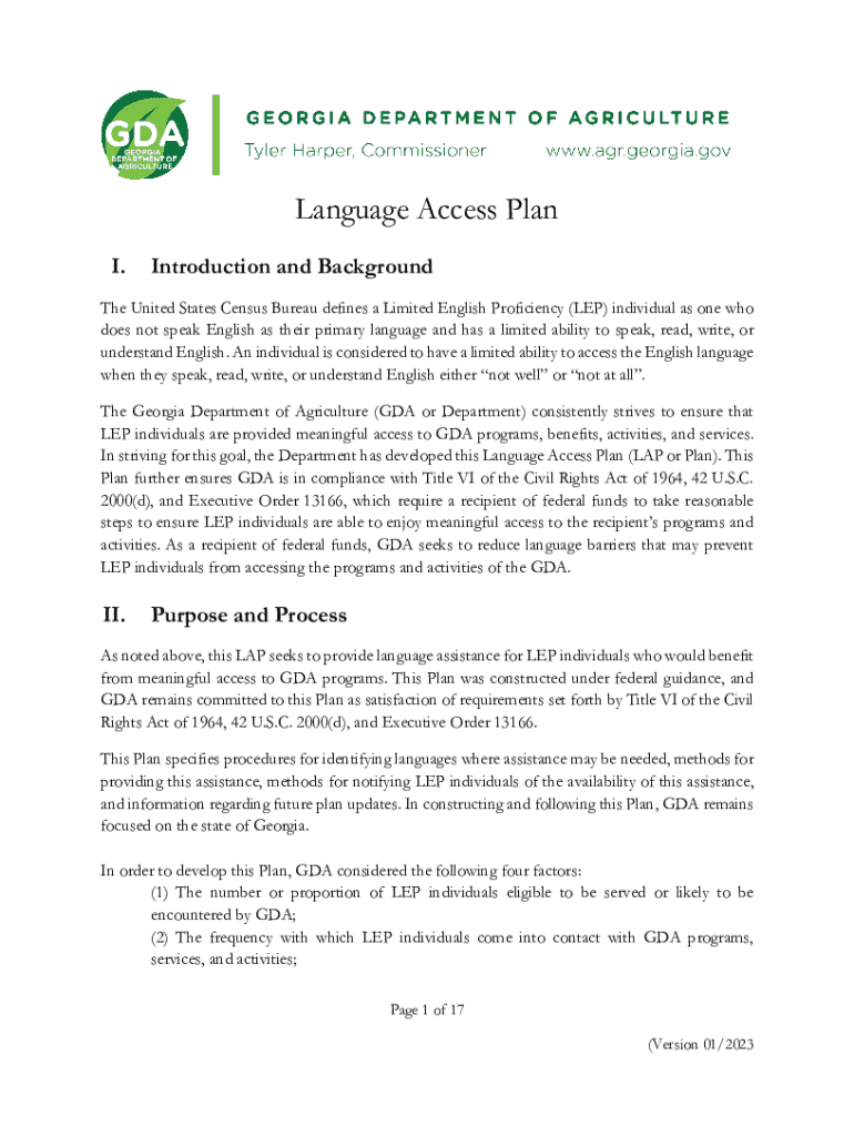 Fillable Online agr georgia Language Access Plan for Limited English Proficiency ... Fax Email ...