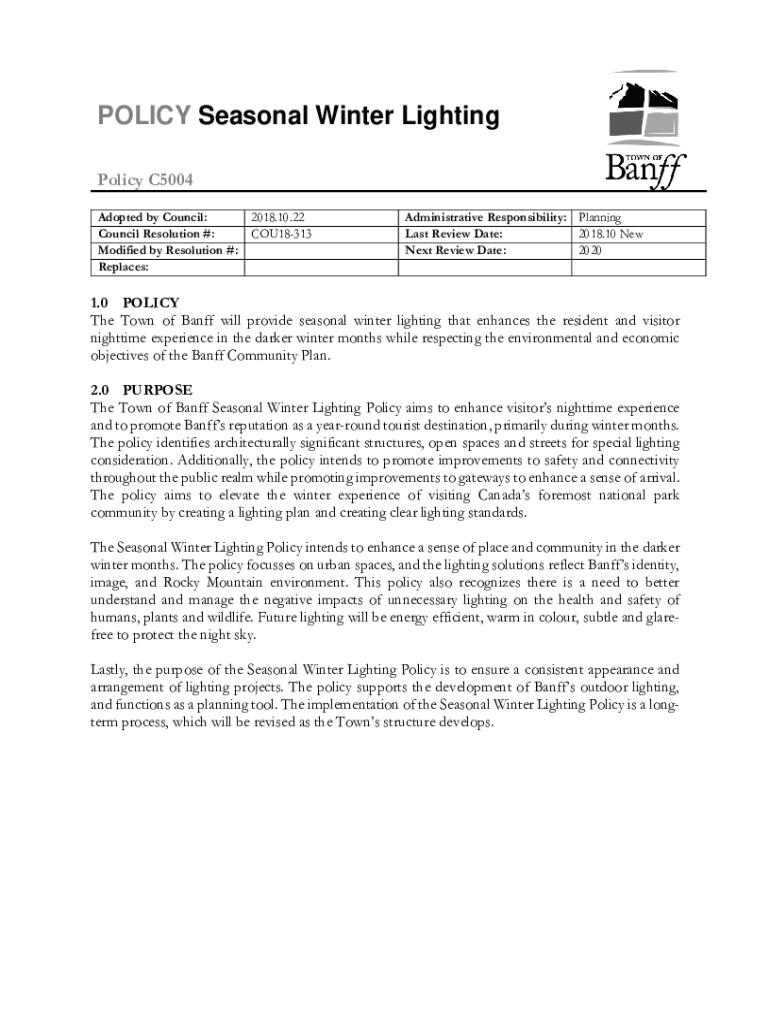 Fillable Online Installation & Operation of Street Lighting (Policy C ...