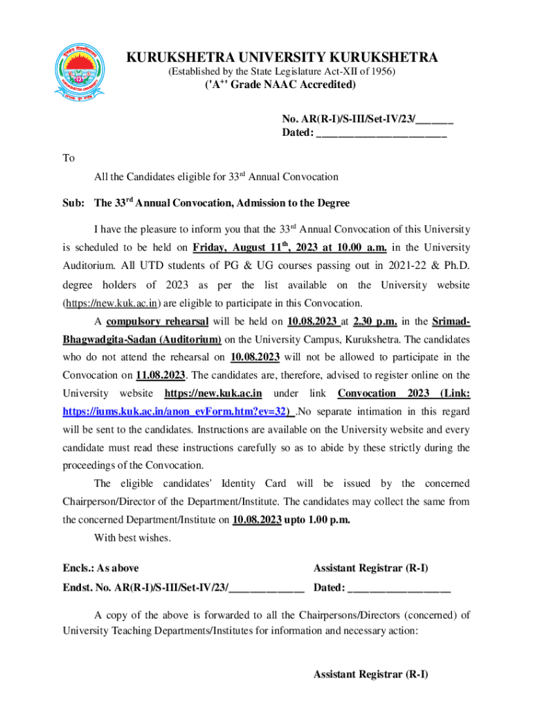 Fillable Online 33rd Convocation of the University Fax Email Print - pdfFiller