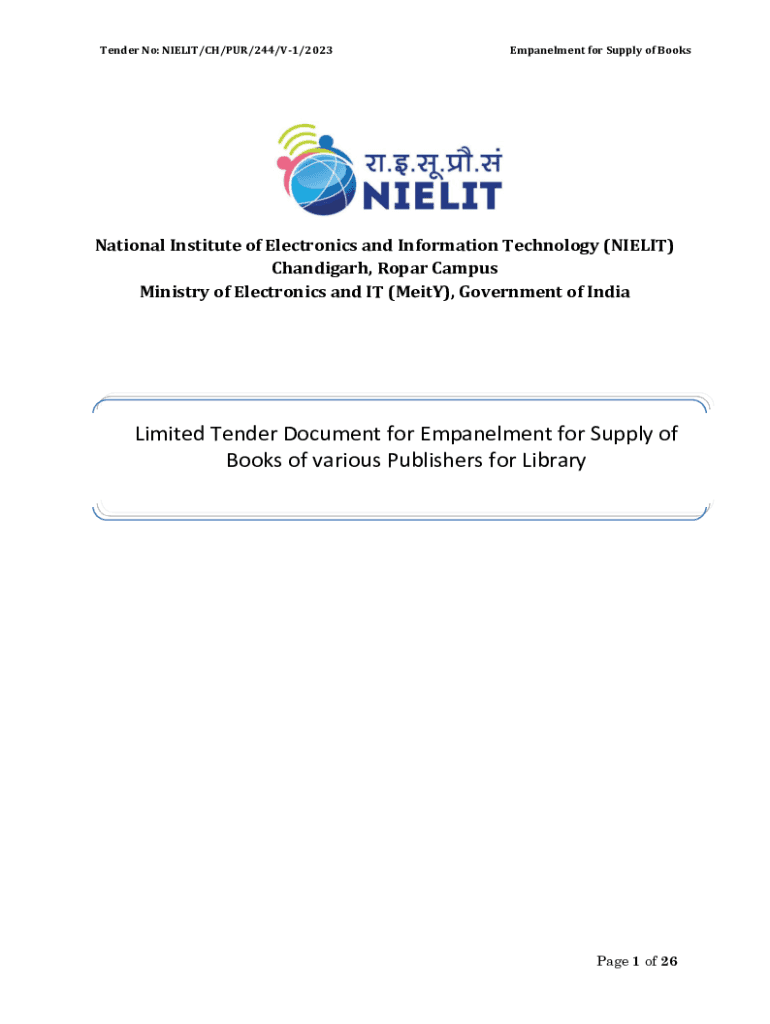 Fillable Online Limited Tender Document for Empanelment for Supply of ...