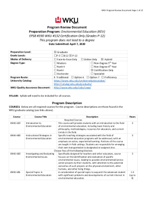 Fillable Online WKU Program Review Document Page 1 of 13 Fax Email ...