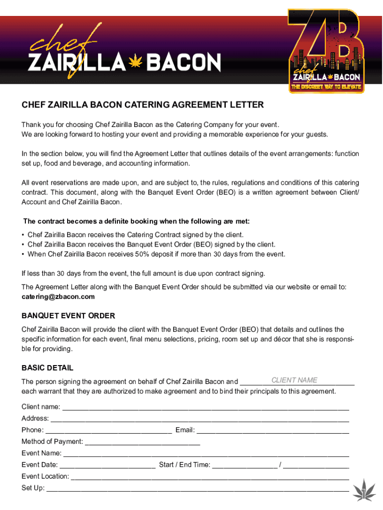 Fillable Online Personal Chef Service Agreement Fax Email Print - pdfFiller