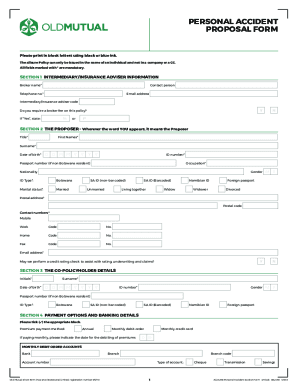 Fillable Online PERSONAL ACCIDENT PROPOSAL FORM - Old Mutual Fax Email ...