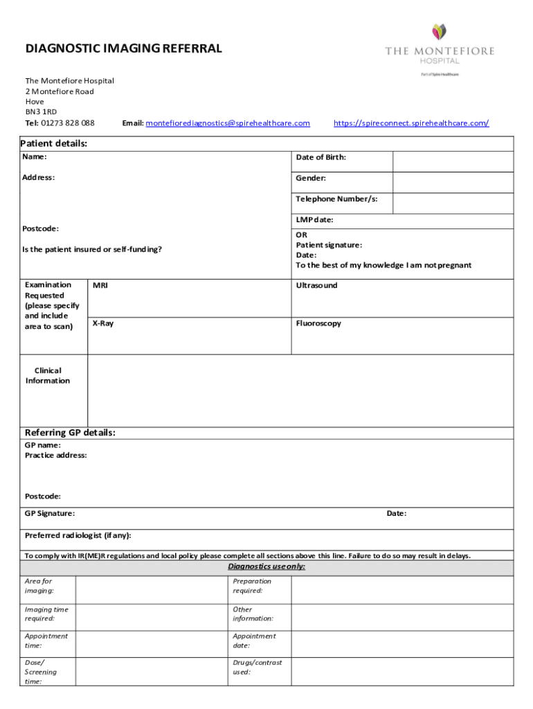 Fillable Online Fillable Online diagnostic imaging referral - The ...