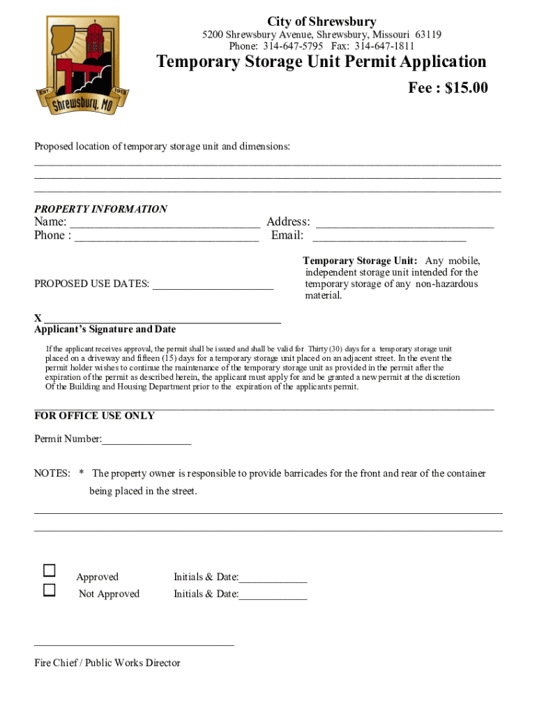 Fillable Online Applications & Permits - Shrewsbury, MO Fax Email Print ...