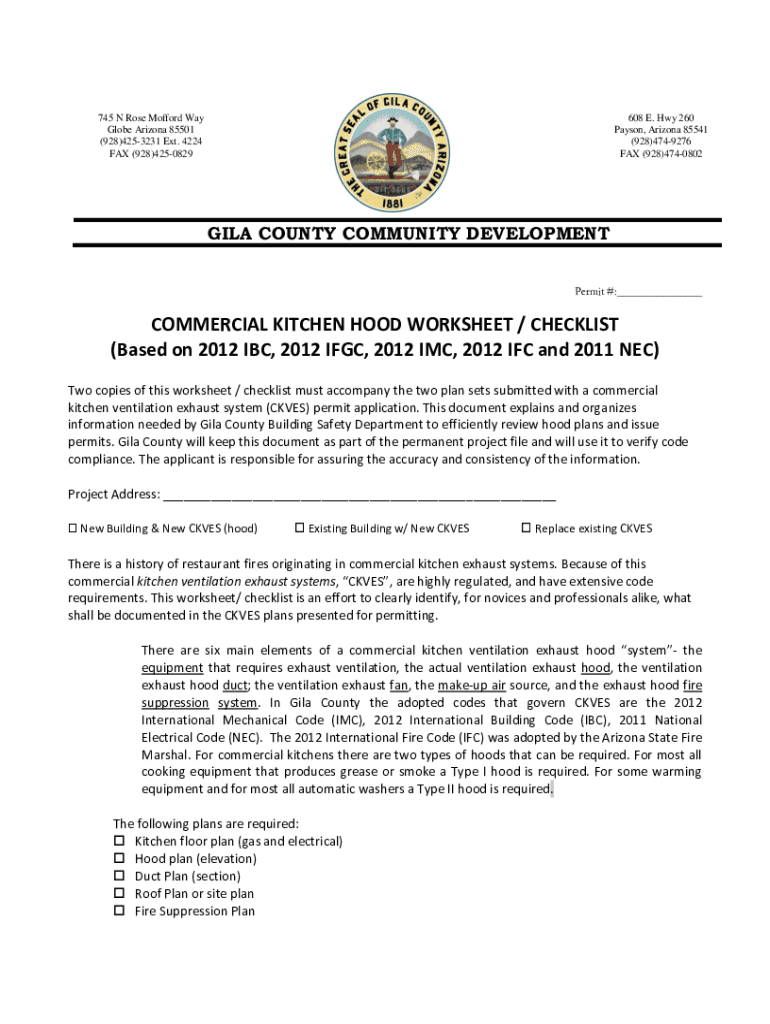 Fillable Online COMMERCIAL KITCHEN HOOD WORKSHEET / CHECKLIST ... Fax ...