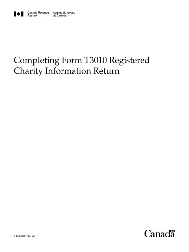 Fillable Online Form T3010 Registered Charity Information Return Fax Email Print - pdfFiller