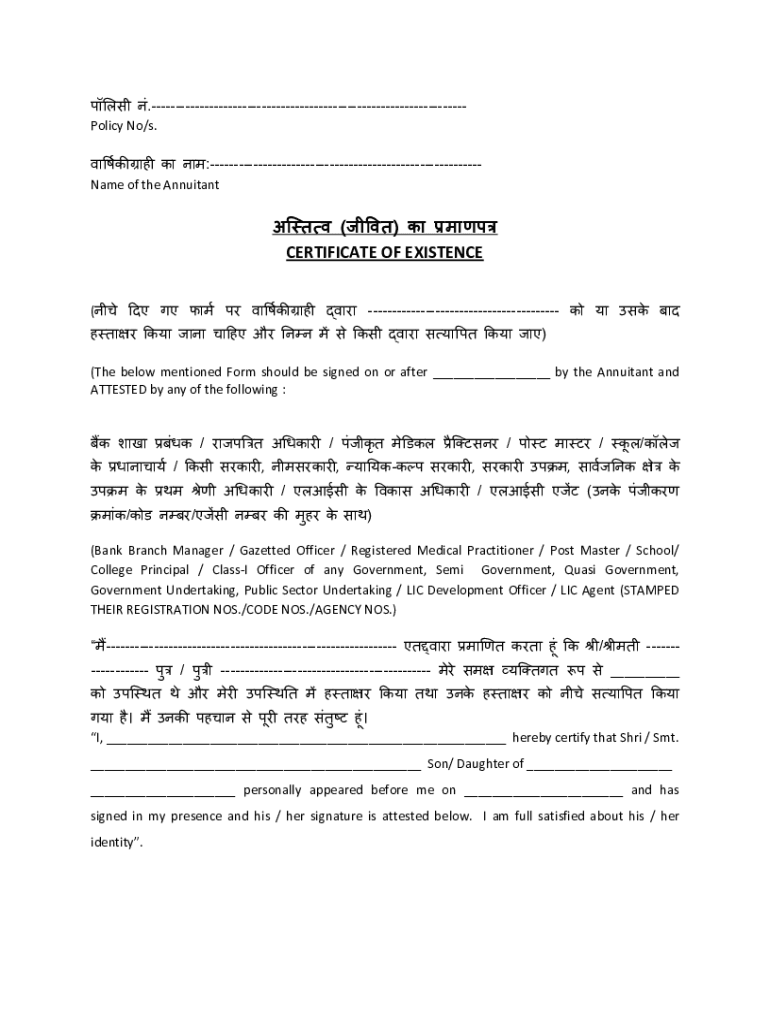 Fillable Online Format of Life Certificate is enclosed Fax Email Print ...