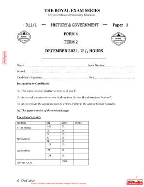 Fillable Online HISTORY & GOVERNMENT Paper 1 FORM 4 TERM 2 ... Fax ...