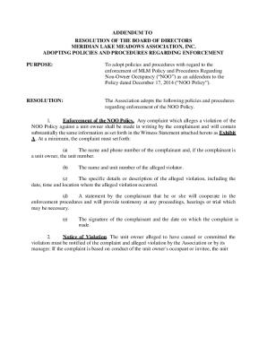 Fillable Online addendum to resolution of the board of directors meridian ... Fax Email Print ...
