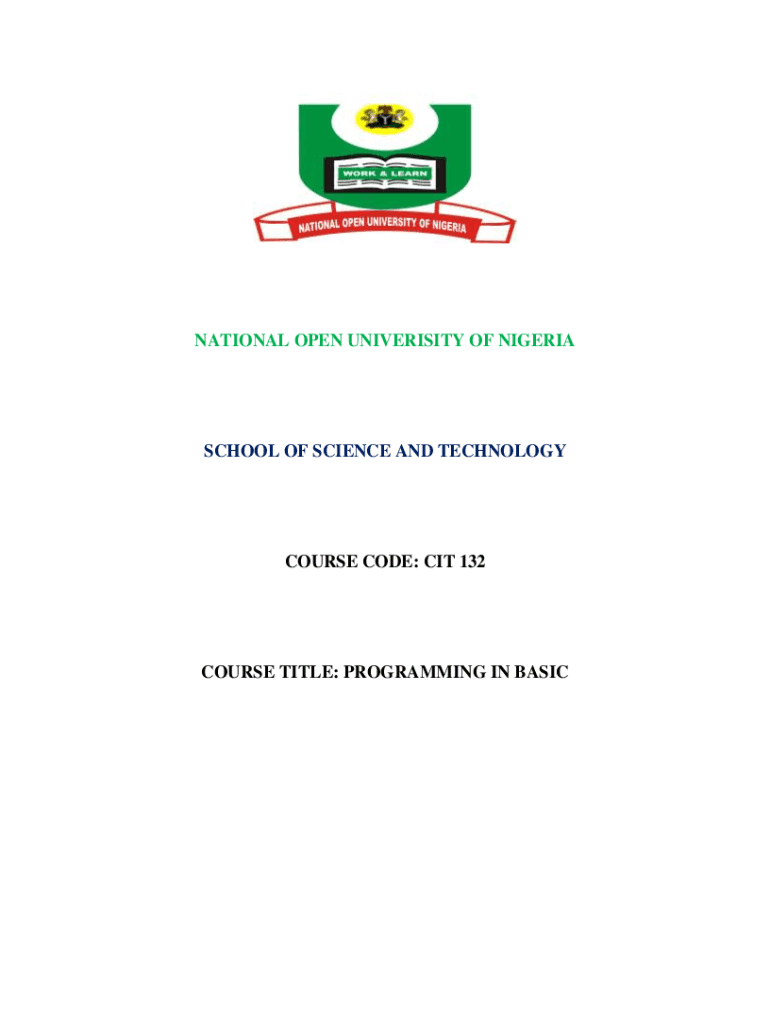 Fillable Online SOLUTION: Cit 132 programming in basic teacher co ke ...