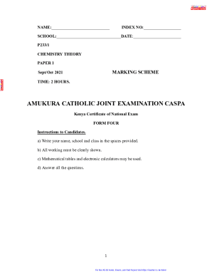 Fillable Online AMUKURA CATHOLIC JOINT EXAMINATION CASPA Fax Email ...
