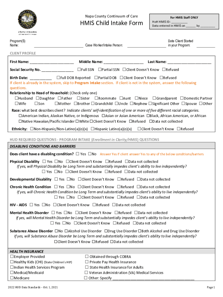 Fillable Online PATH Forms - Napa HMIS Home Fax Email Print - pdfFiller