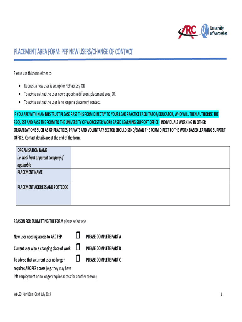 Fillable Online PEP USER FORM PDF Fax Email Print - pdfFiller