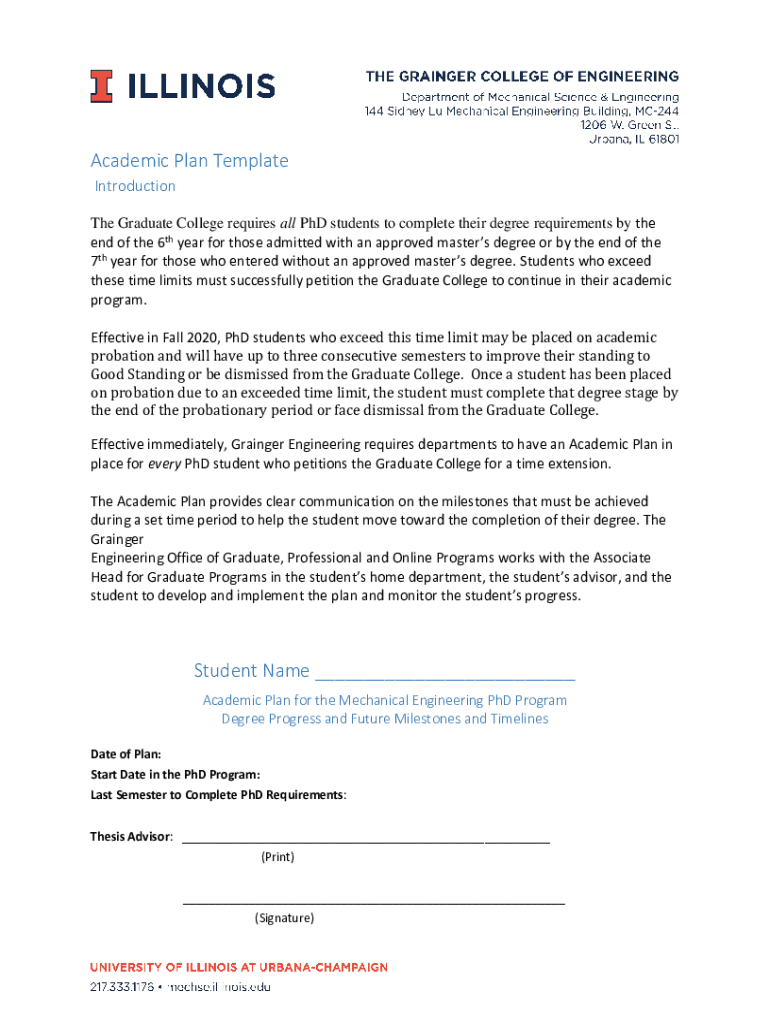 Fillable Online Academic Plan Template Student Name Fax Email Print ...