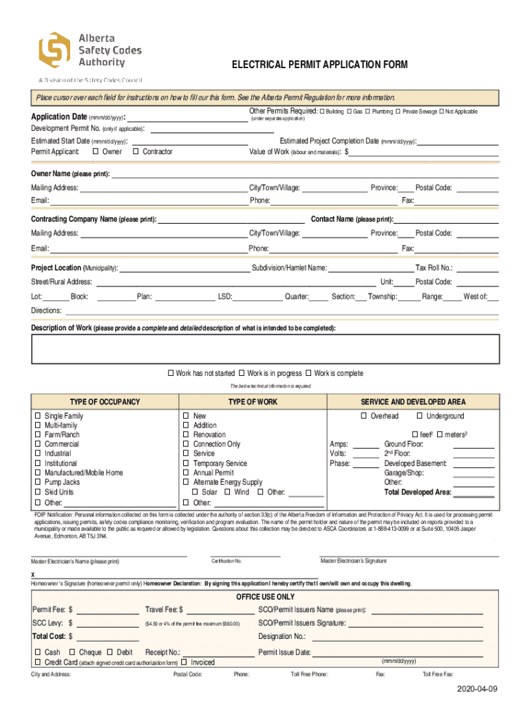 Fillable Online electrical permit application process Fax Email Print ...