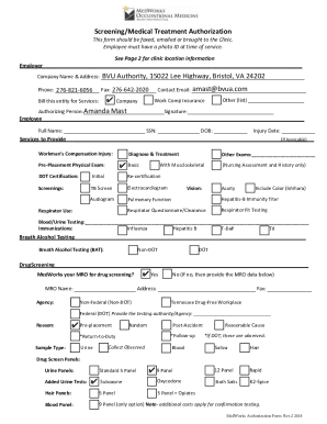 Fillable Online Screening/Medical Treatment Authorization Fax Email ...