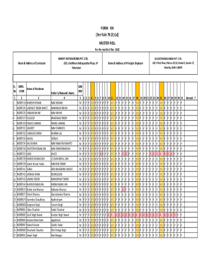 Fillable Online FORM XVI (See Rule 78(2)(a)) Muster Roll JONES LANG ...