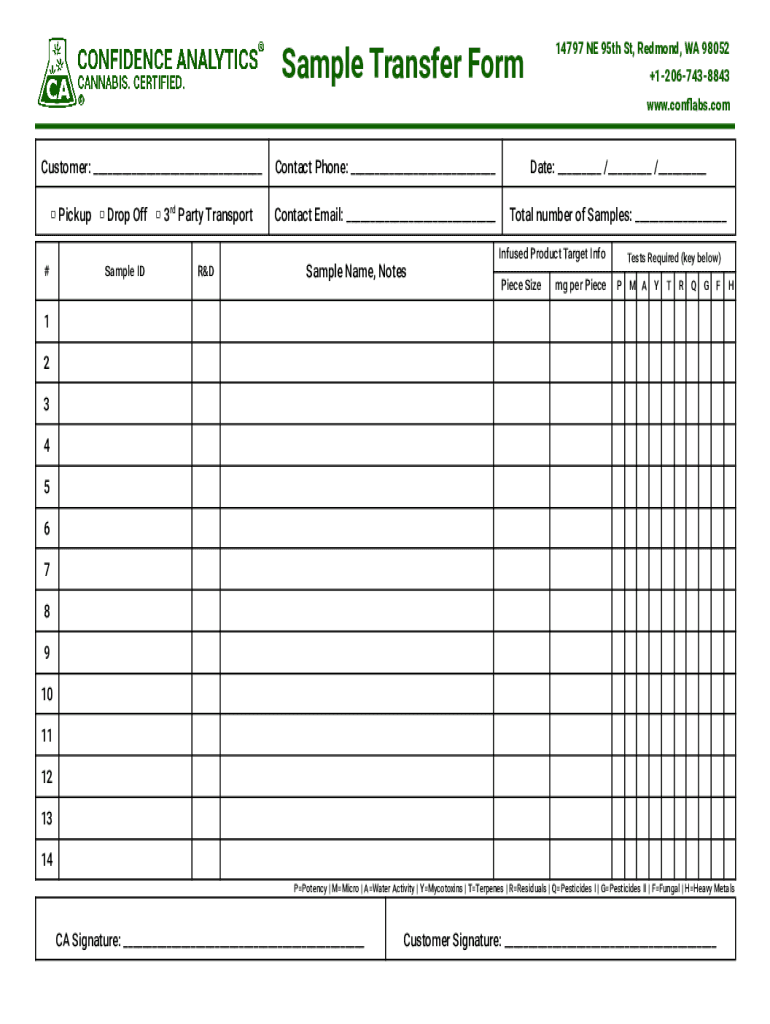 Fillable Online Sample Transfer Form 14797 NE 95th St, Redmond, WA ...