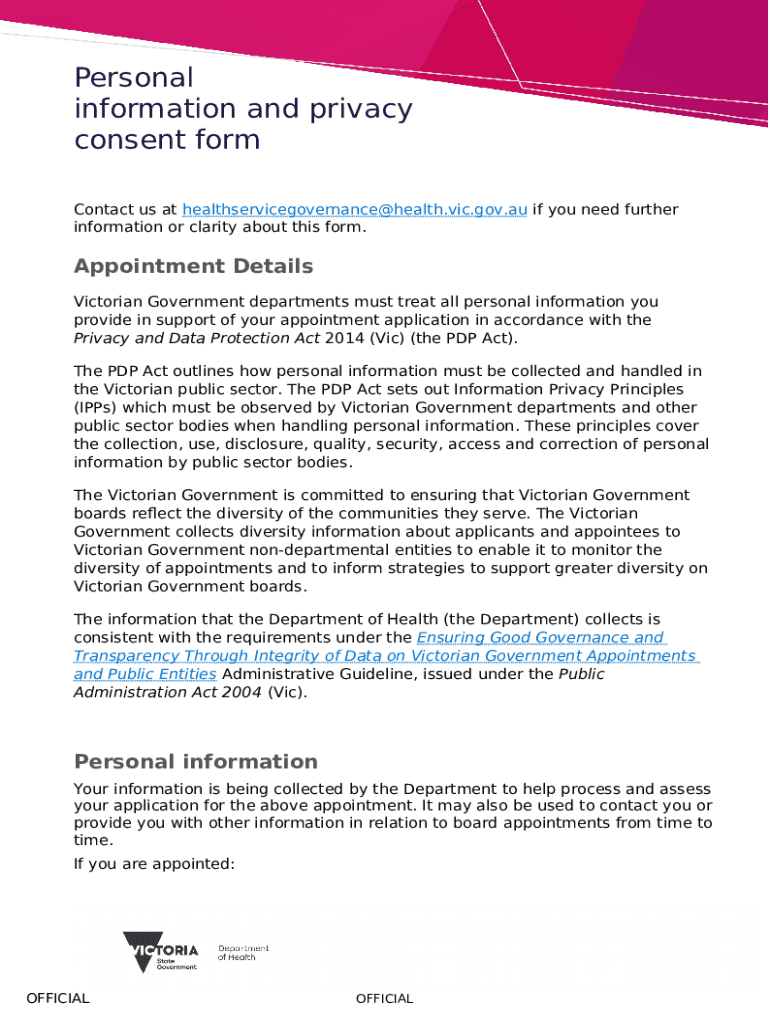 Personal ination and privacy consent Doc Template | pdfFiller
