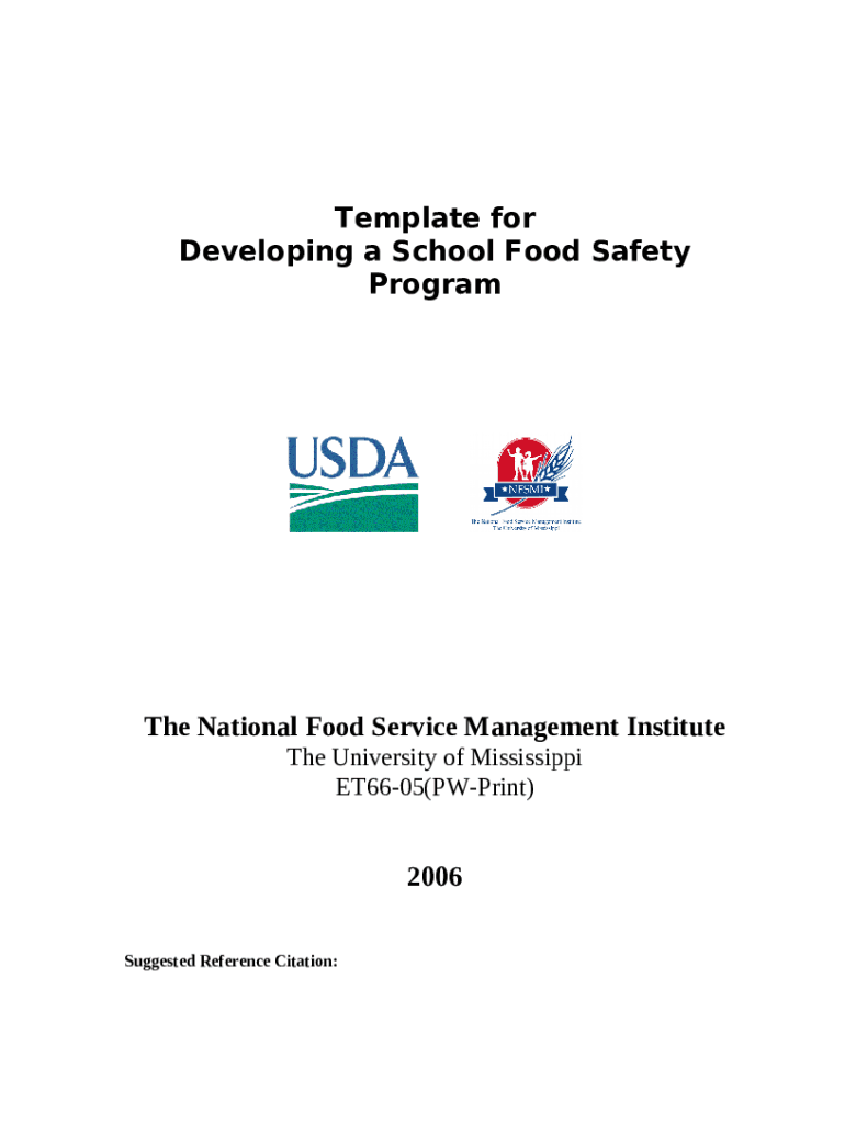 Template for Developing a School Food Safety Program ... - doe sd Doc ...