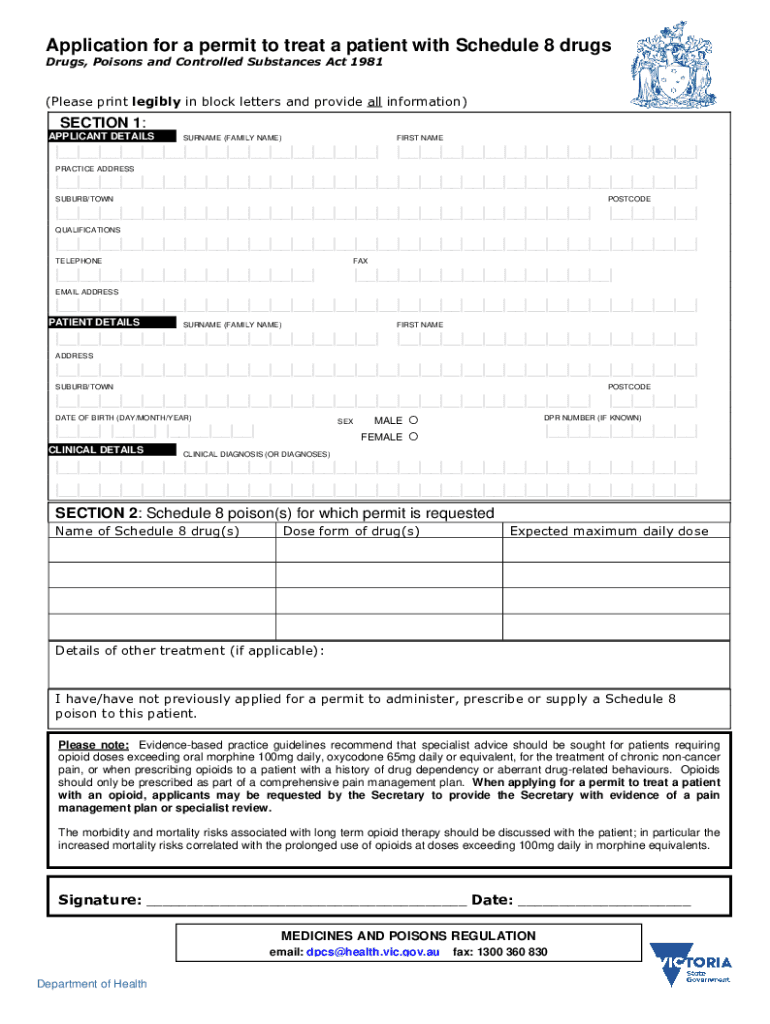 Fillable Online application-for-a-permit-to-treat-a-patient-with ...