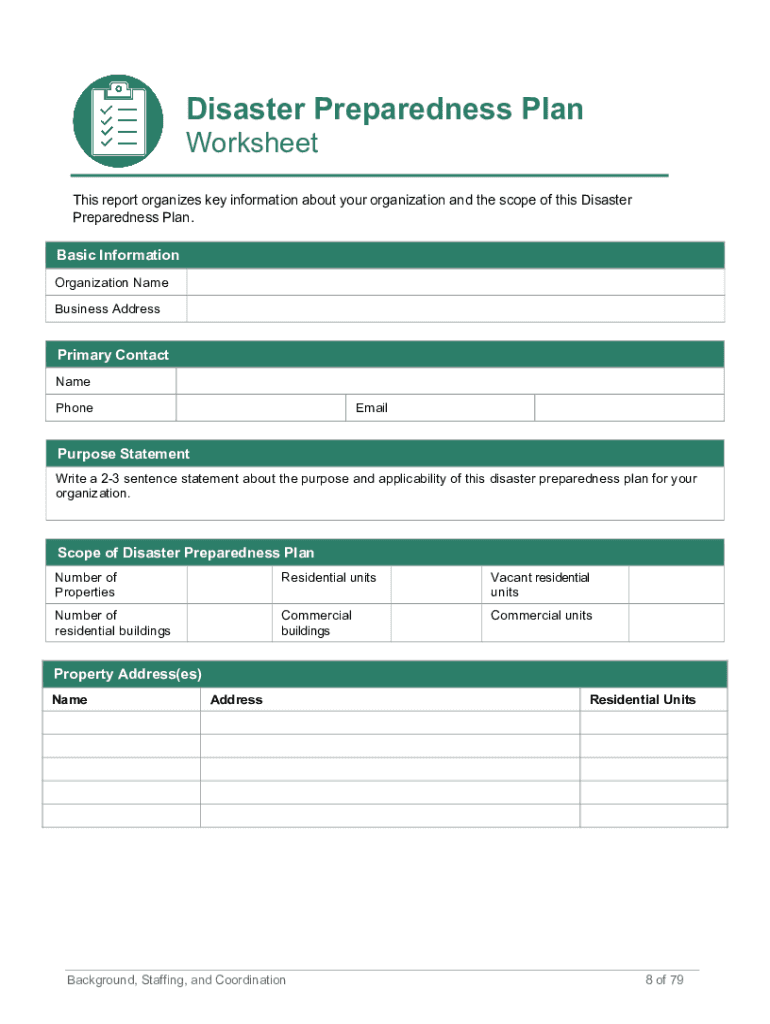 Fillable Online Multifamily Disaster Preparedness Plan Template Fax ...