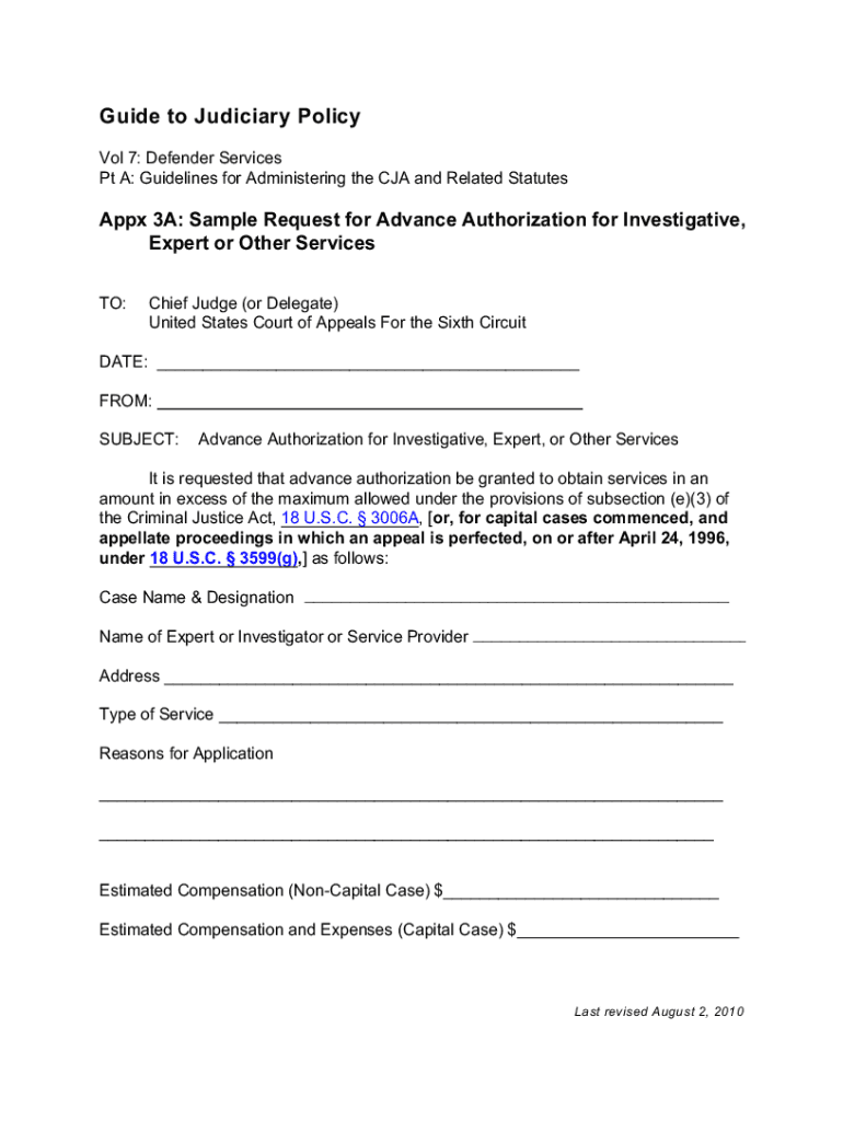 Fillable Online Sample Request for Advance Authorization (Guide, Vol. 7A ... Fax Email Print ...