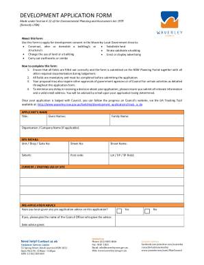 Fillable Online DEVELOPMENT APPLICATION FORM - Waverley Council... Fax ...