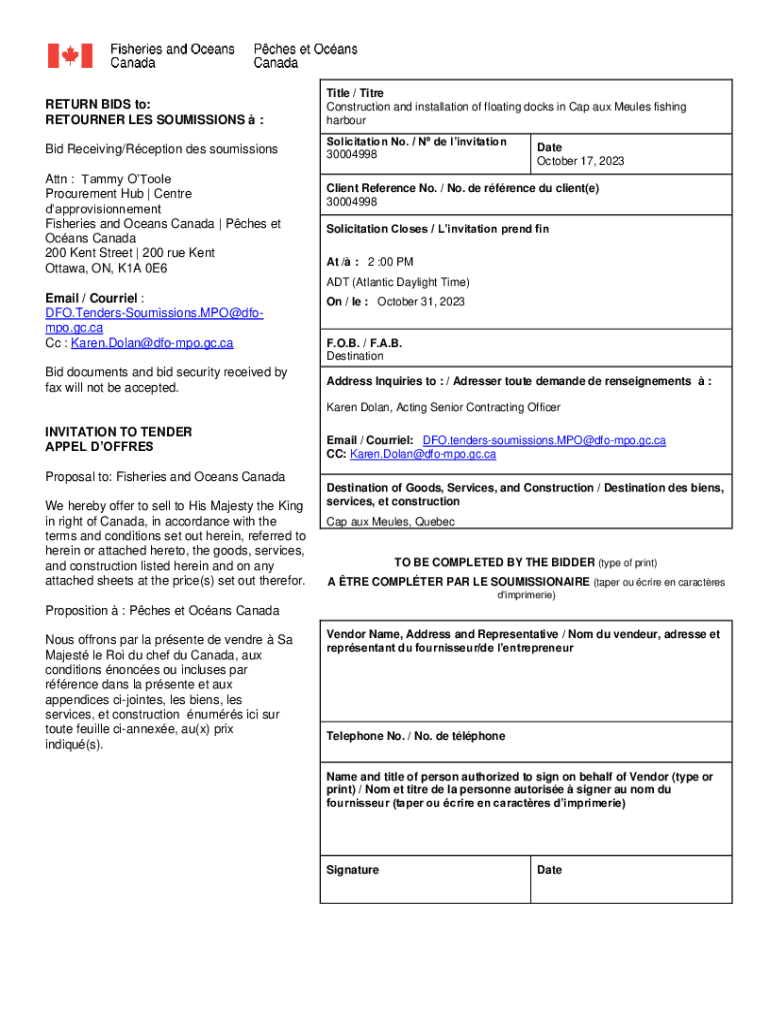 Fillable Online Construction and Installation of Floating Docks in Cap Aux ... Fax Email Print ...