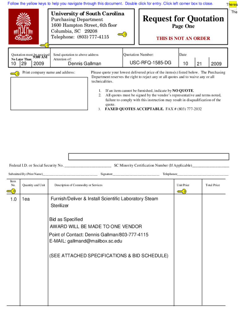Fillable Online Solicitation USC-RFQ-3080-DG pdf Fax Email Print ...