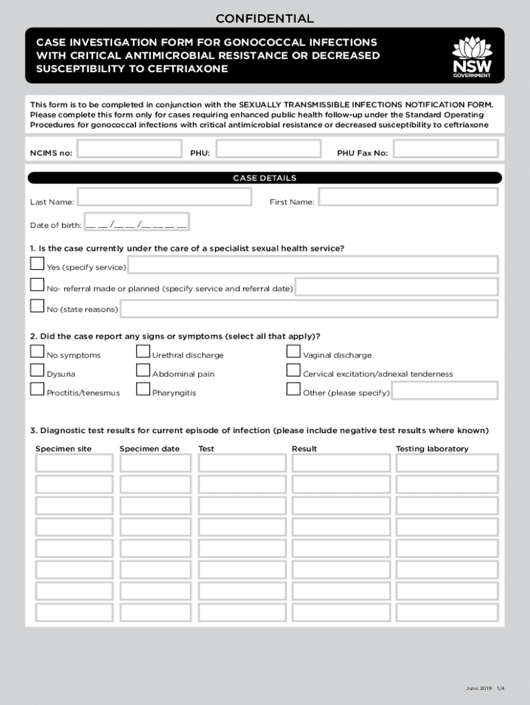Fillable Online STD: Antibiotic-Resistant GonorrheaWisconsin Department ... Fax Email Print ...