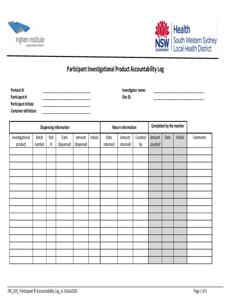 Fillable Online Title: Drug Accountability Version: 2.0 Effective Date ...