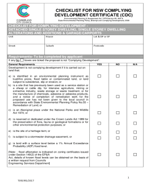 Fillable Online Checklist for NSW Complying Development Certificate ...