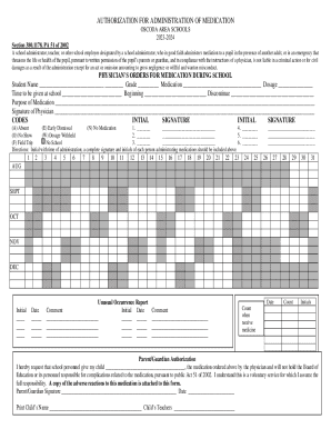 Fillable Online Medication Administration Authorization -1-. ... Fax ...