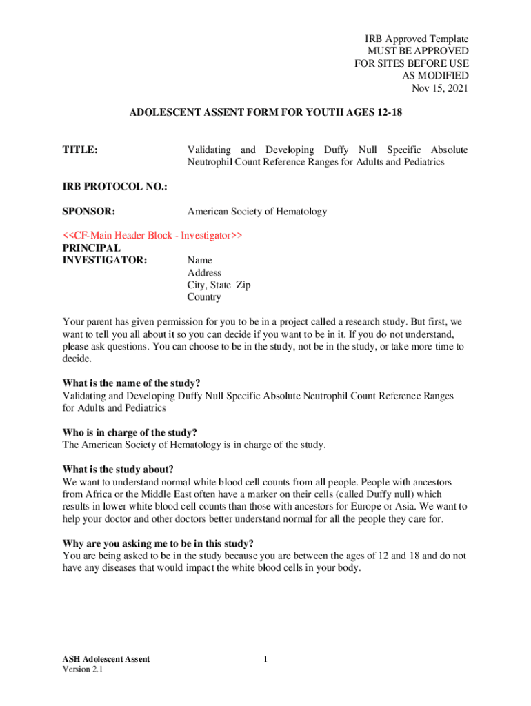 Fillable Online Consent and Assent Guidelines and Templates Fax Email ...