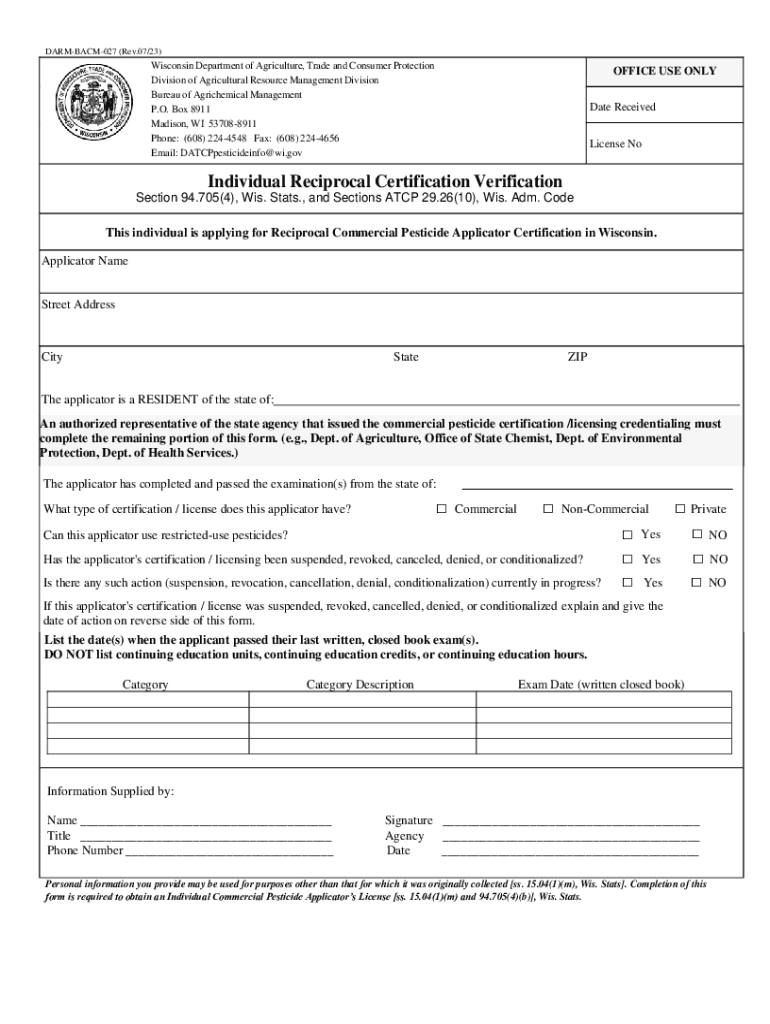 Fillable Online datcp wi DATCP Home Weights and Measures Forms Fax ...