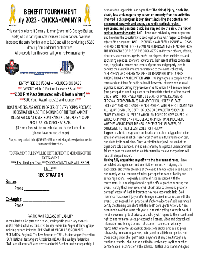 2023 Open Tournament Registration Doc Template | pdfFiller