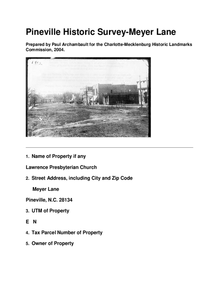 Fillable Online Pineville Historic Survey-Meyer Lane Fax Email Print - pdfFiller