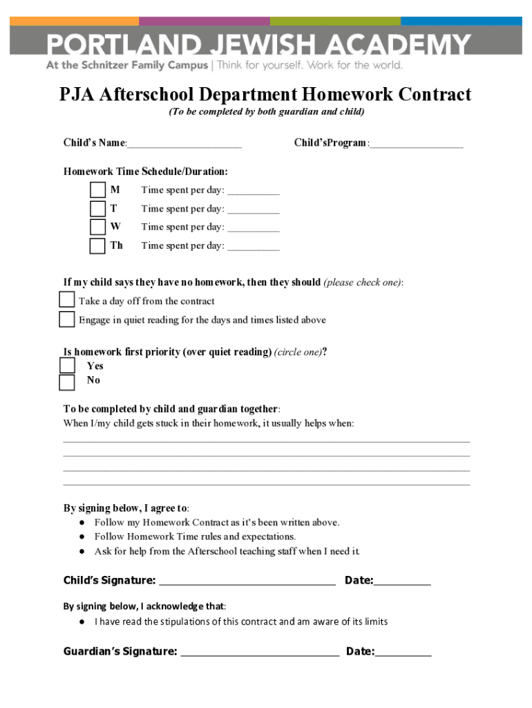 Fillable Online PJA Afterschool Department Homework Support Fax Email Print - pdfFiller