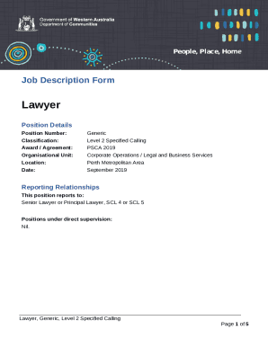 Job Description Lawyer Position Details Doc Template | pdfFiller