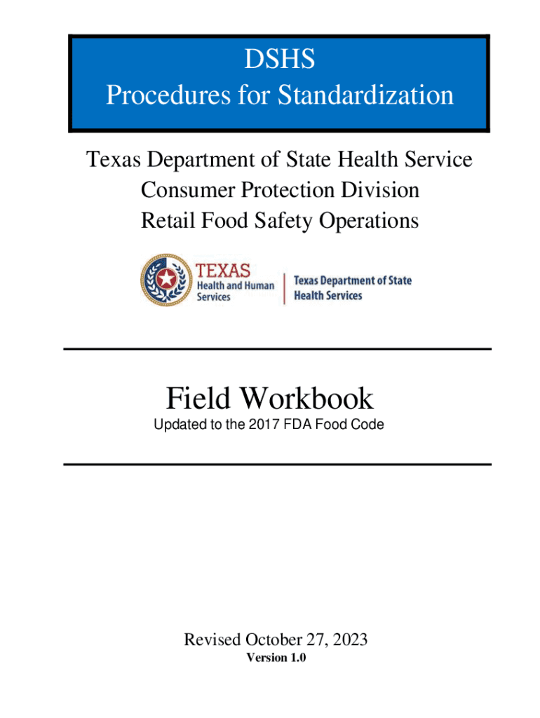 Fillable Online DSHS Procedures for Standardization of Retail Food ...