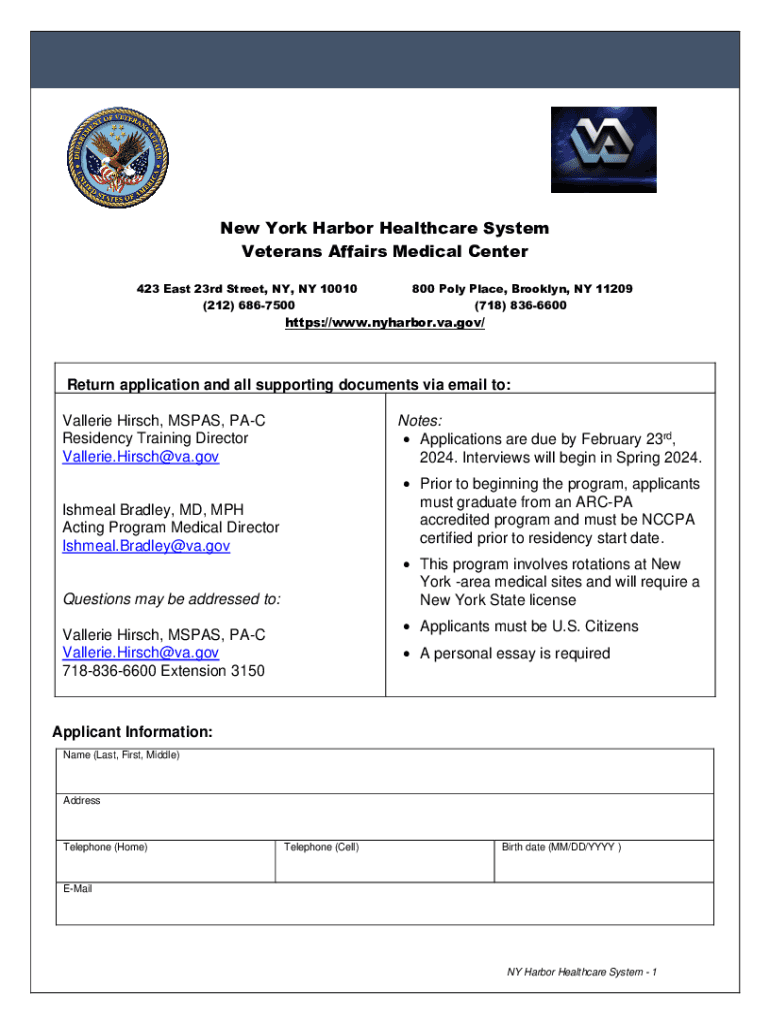 Fillable Online Brooklyn VA Medical CenterVA New York Harbor Health ...